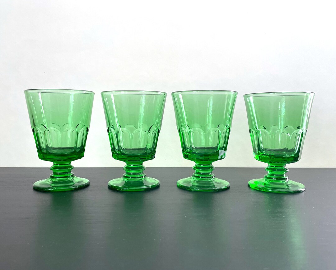 Vintage Green Footed Glasses - Etsy
