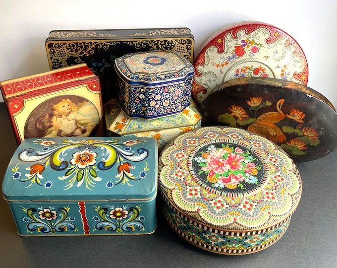 Vintage Decorative Biscuit Tins - Etsy