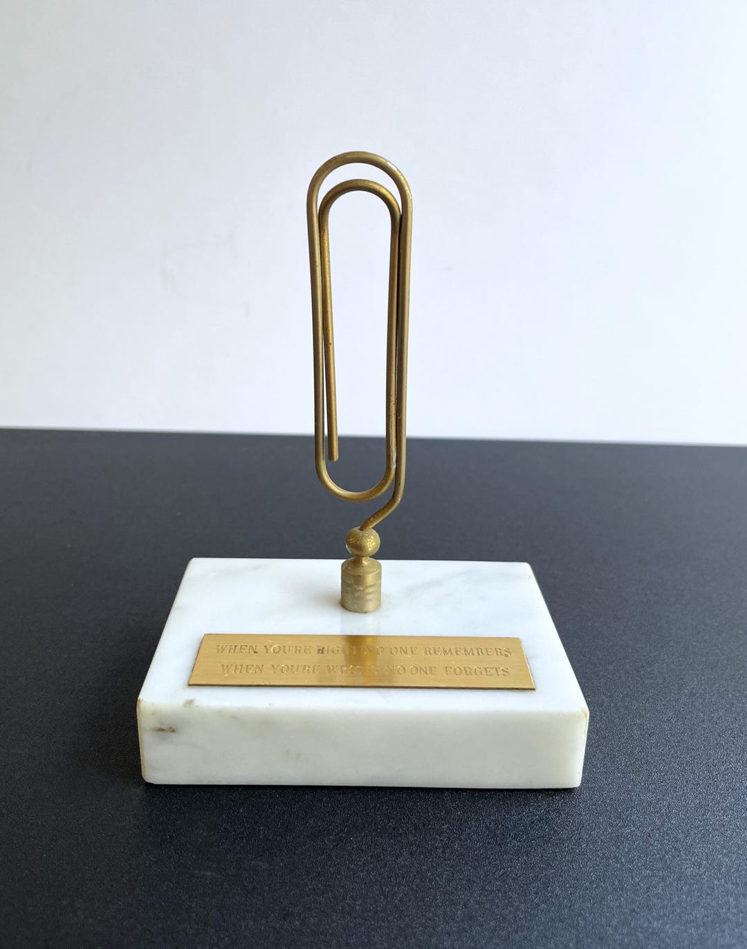 Vintage Brass Paperclip Memo Holder With Marble Base - Etsy