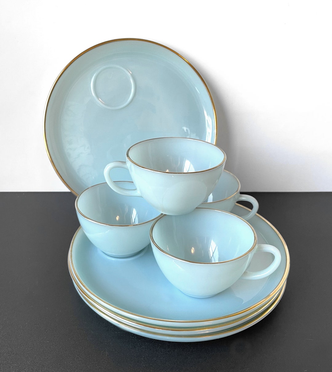 Vintage Fire King Turquoise Blue Snack Sets - Etsy