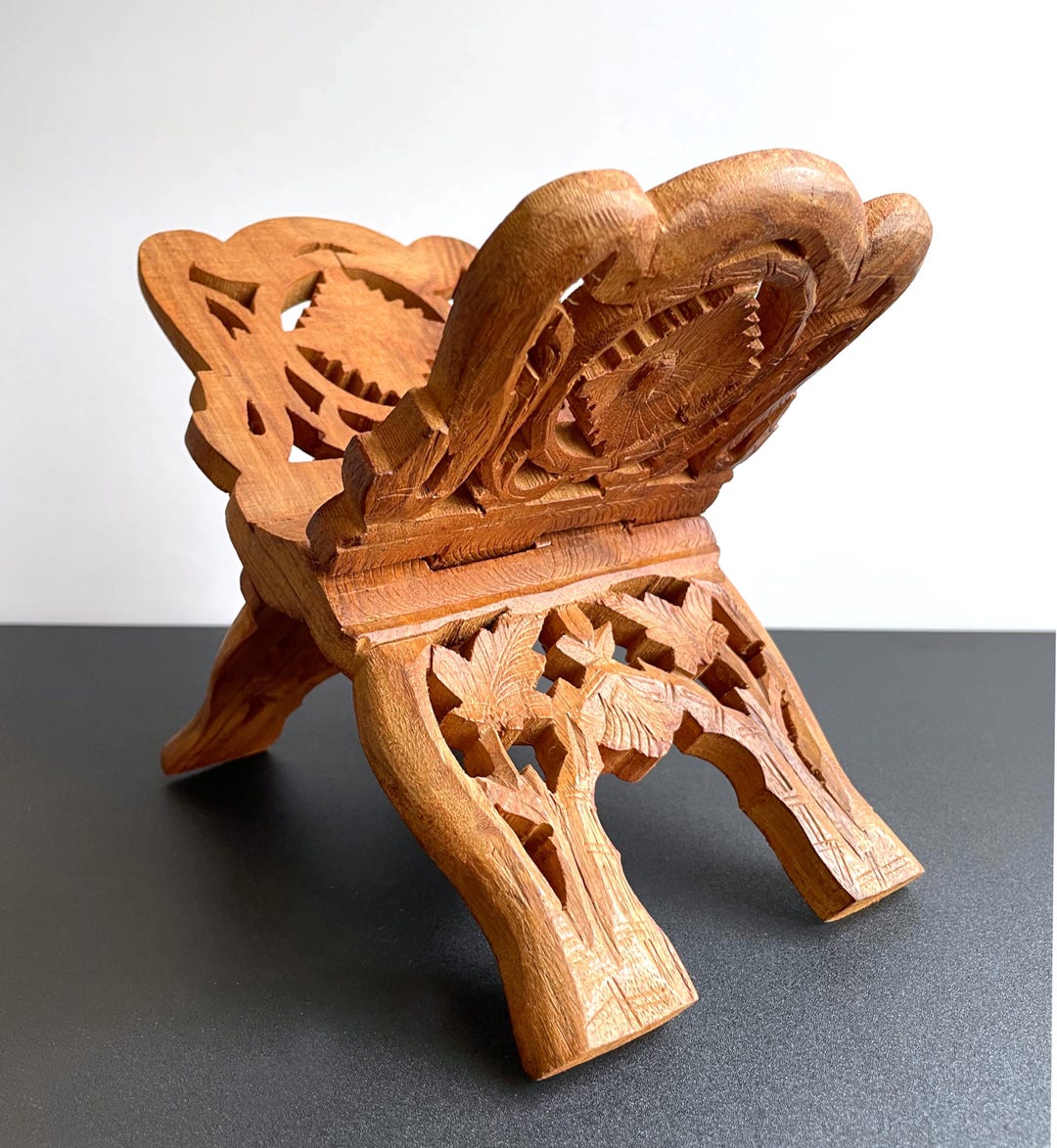 Vintage Carved Wood Folding Book Rack - Etsy