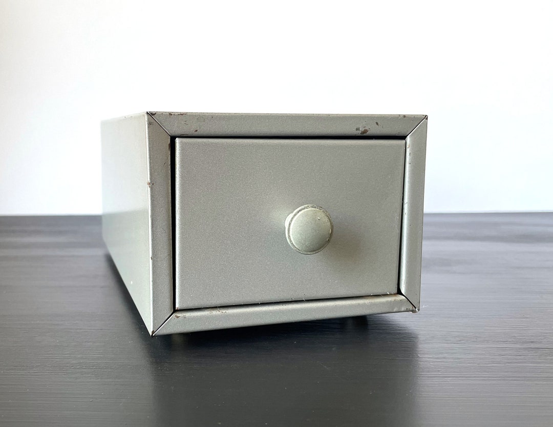 Vintage Lit Ning Metal Card File Box - Etsy