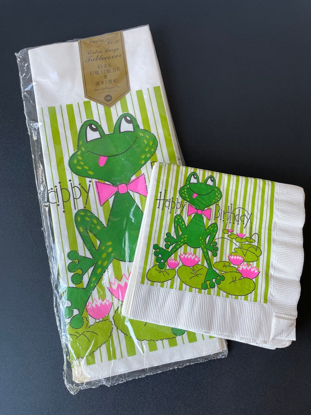 Vintage Happy Birthday Party Decor With Green and Pink Frog Design - Etsy