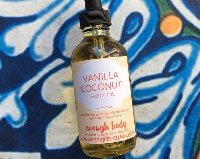 Vanilla Coconut Body Oil Dry Oil Moisturizing Body Oil - Etsy