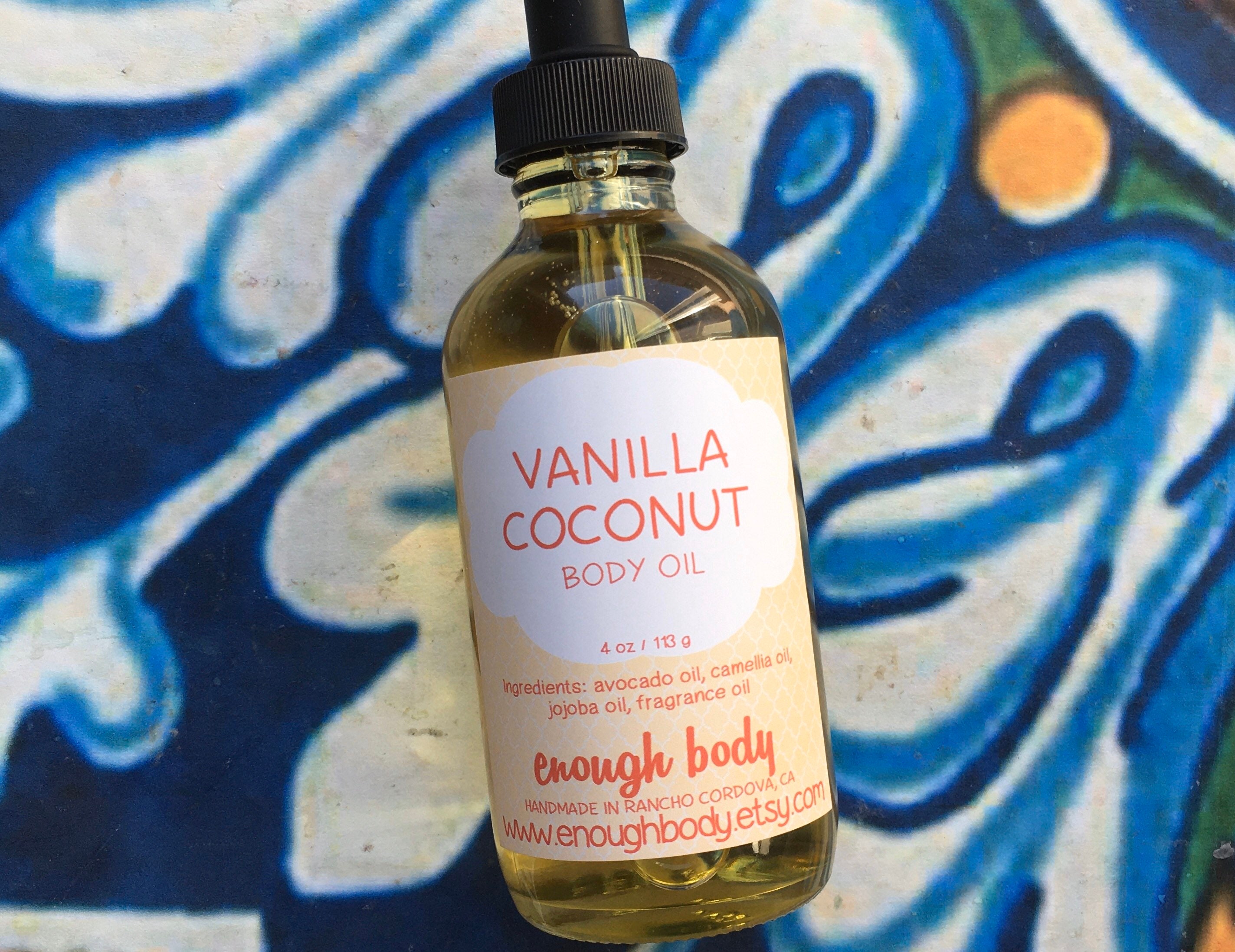 Vanilla Coconut Body Oil Dry Oil Moisturizing Body Oil | Etsy