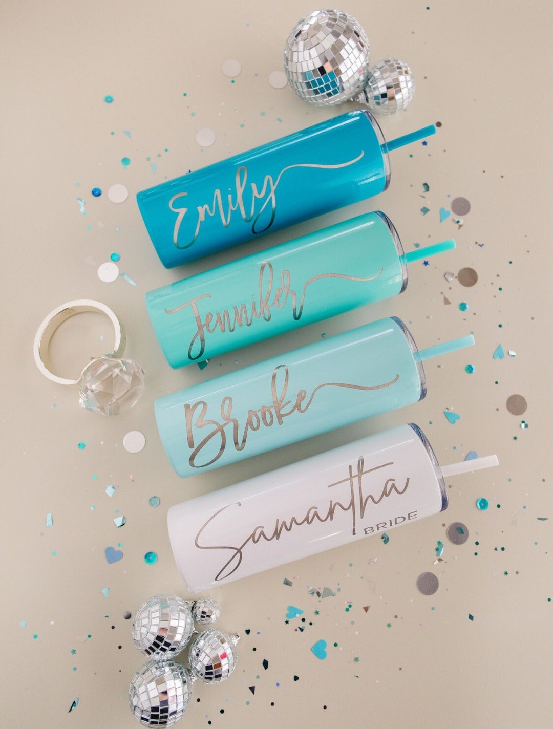 Personalized Bride Tumbler With Straw and Lid, Beach Bridesmaid ...