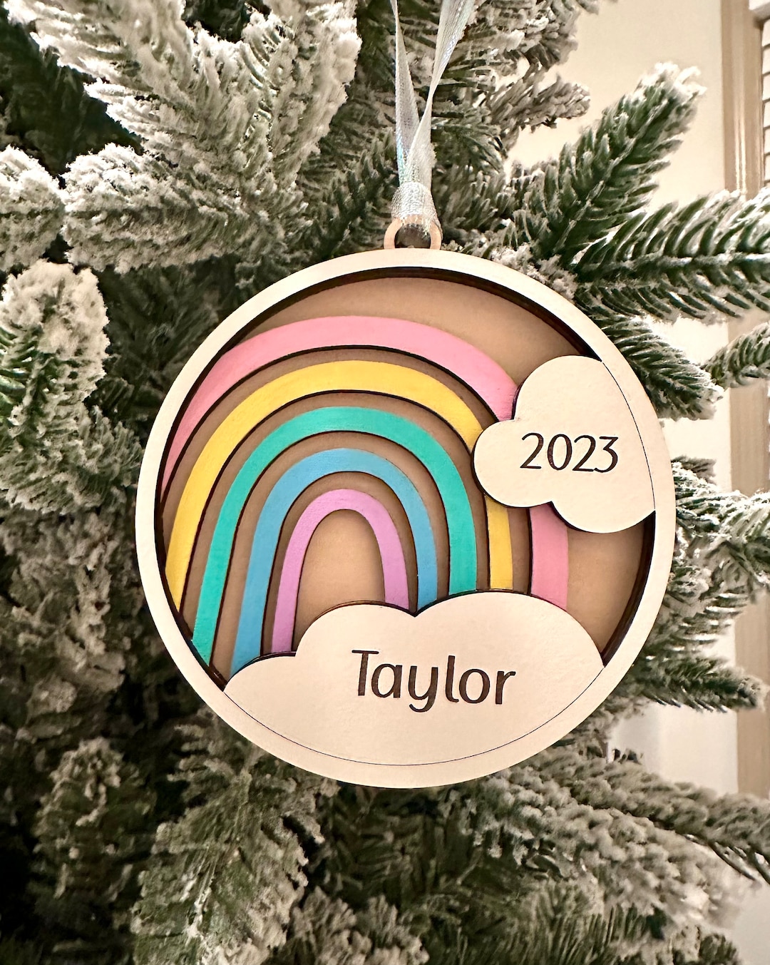 Personalized Rainbow Christmas Ornaments for Kids, Custom Rainbow ...