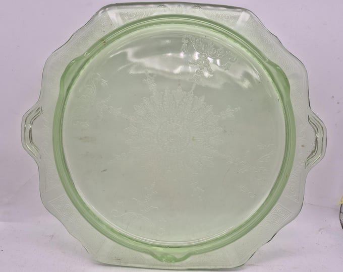 Vintage Green Depression Glass Footed Cake Stand - Etsy