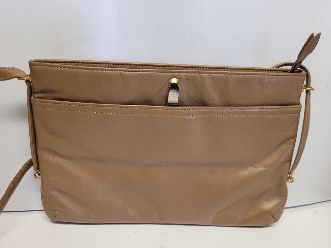 Vintage Susan Gail Taupe Leather Slim Shoulder Bag-pre Owned - Etsy
