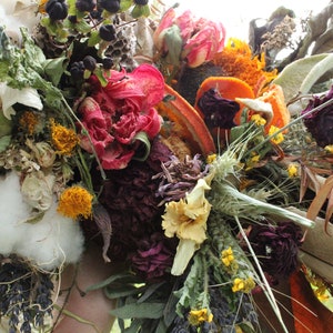 Dried Flower Bouquet, Dried Bridal Bouquet, Orange Bouquet, Rust Bridal ...