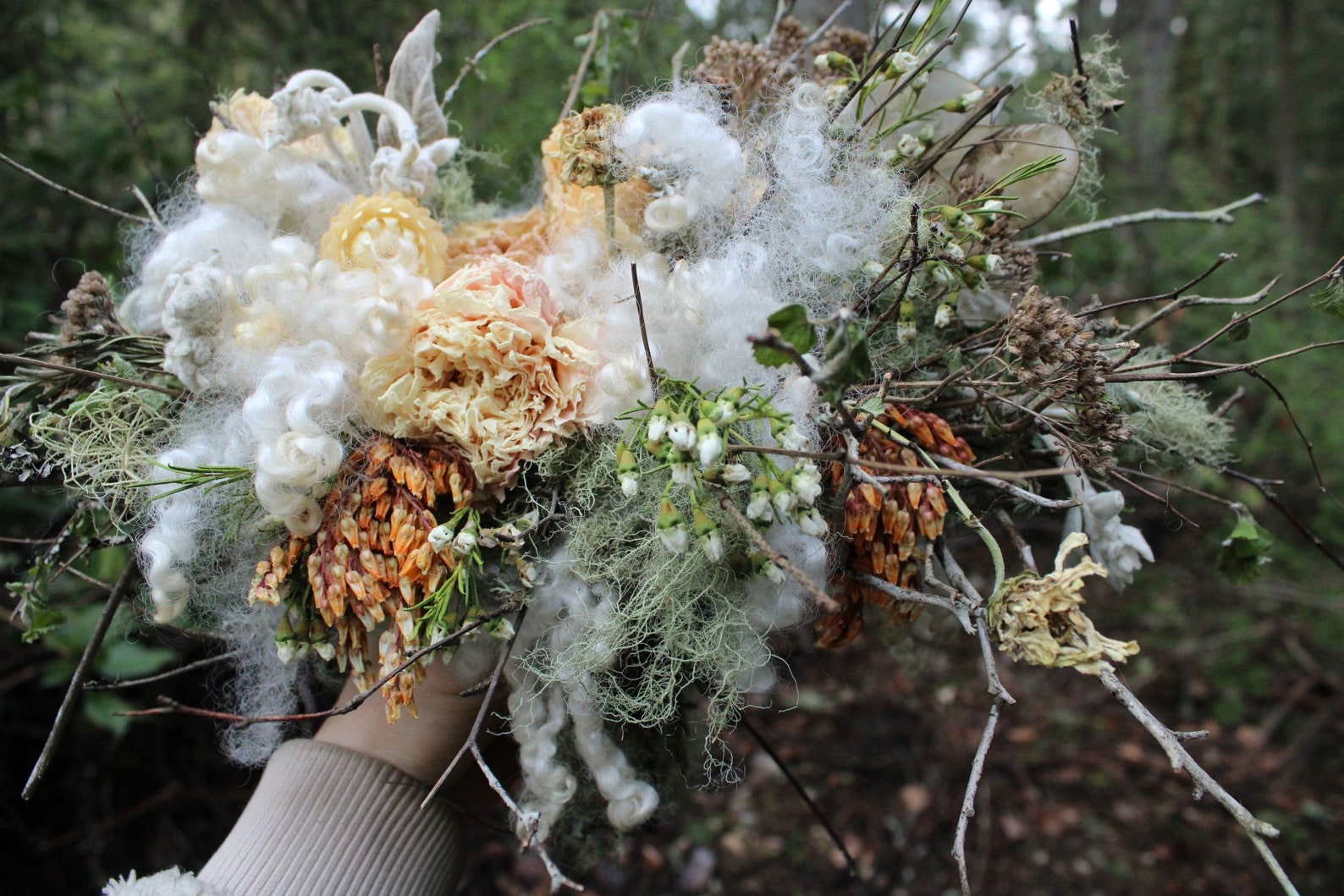 Dried Flower Bouquet Sheep Wool Bouquet Lamb Wool Bouquet | Etsy