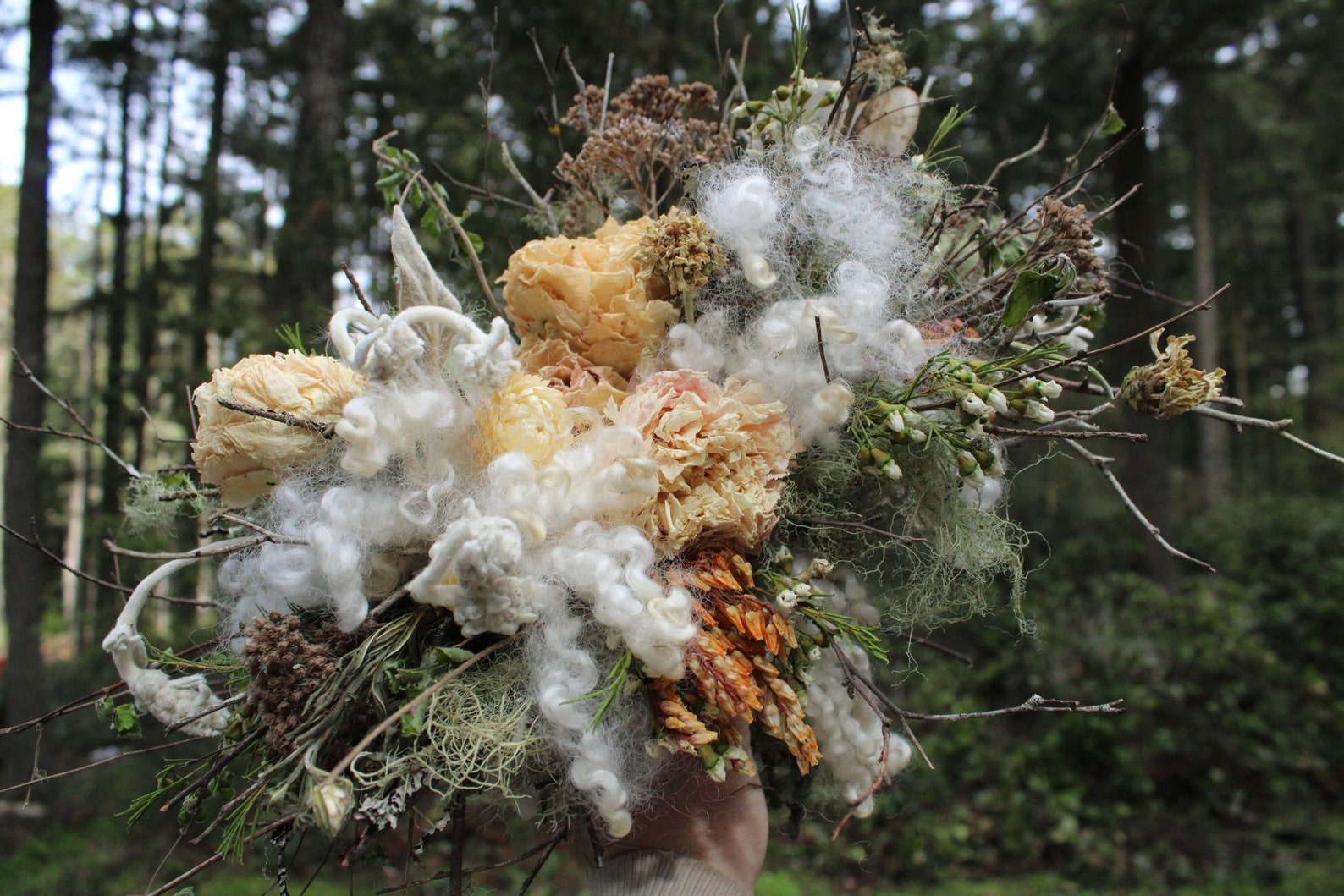 Dried Flower Bouquet Sheep Wool Bouquet Lamb Wool Bouquet | Etsy