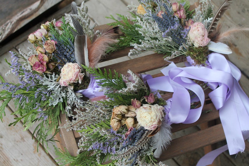 Bridesmaid Wisp Bouquet Dried Flower Bouquet Dried Flower | Etsy