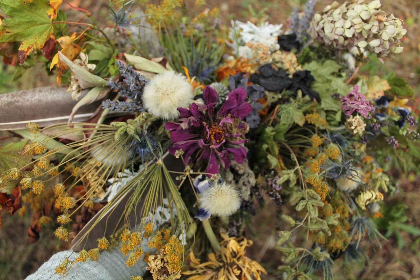 Dried Flower Bouquet Dried Purple Bridal Bouquet Purple and | Etsy
