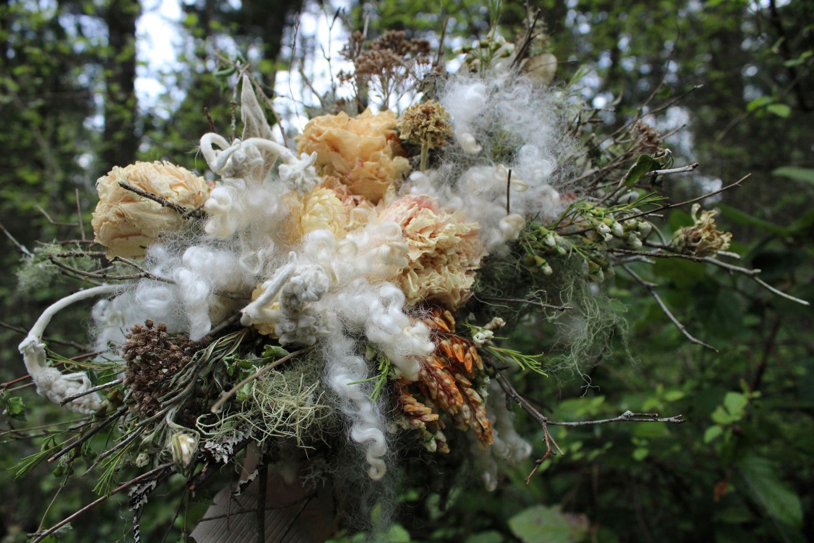 Dried Flower Bouquet Sheep Wool Bouquet Lamb Wool Bouquet | Etsy