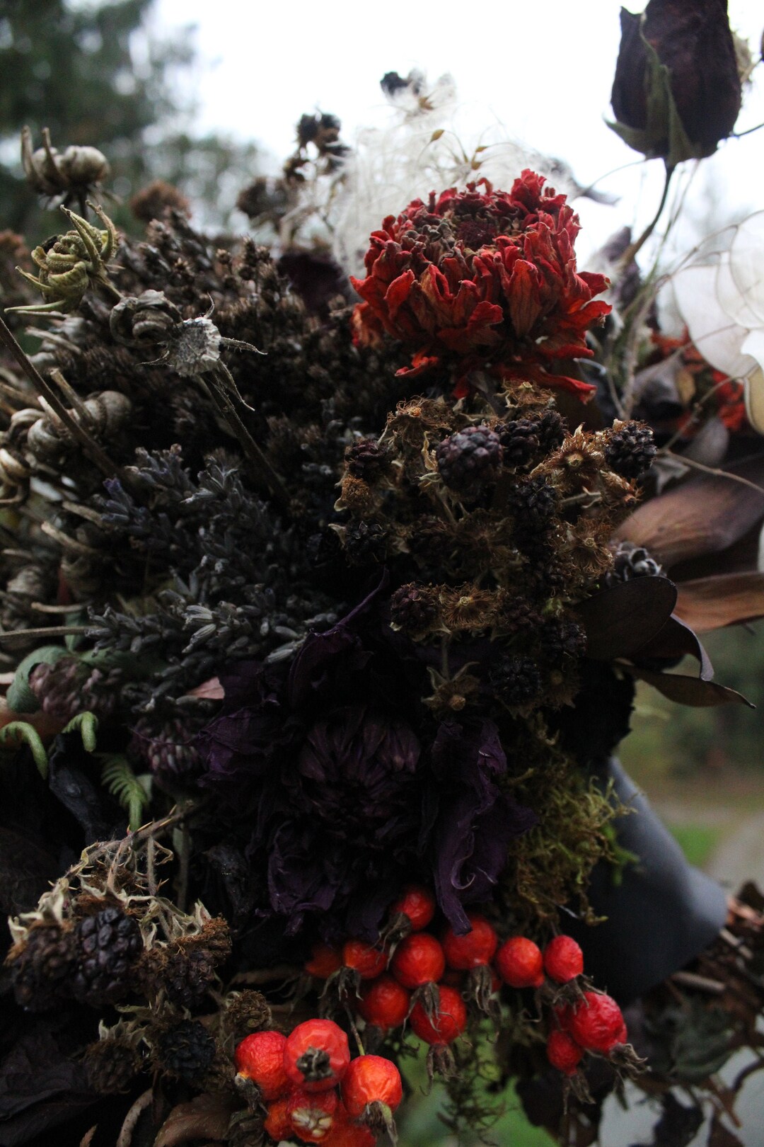 Bridesmaid Wisp Bouquet, Dried Flower Bouquet, Purple Bouquet ...