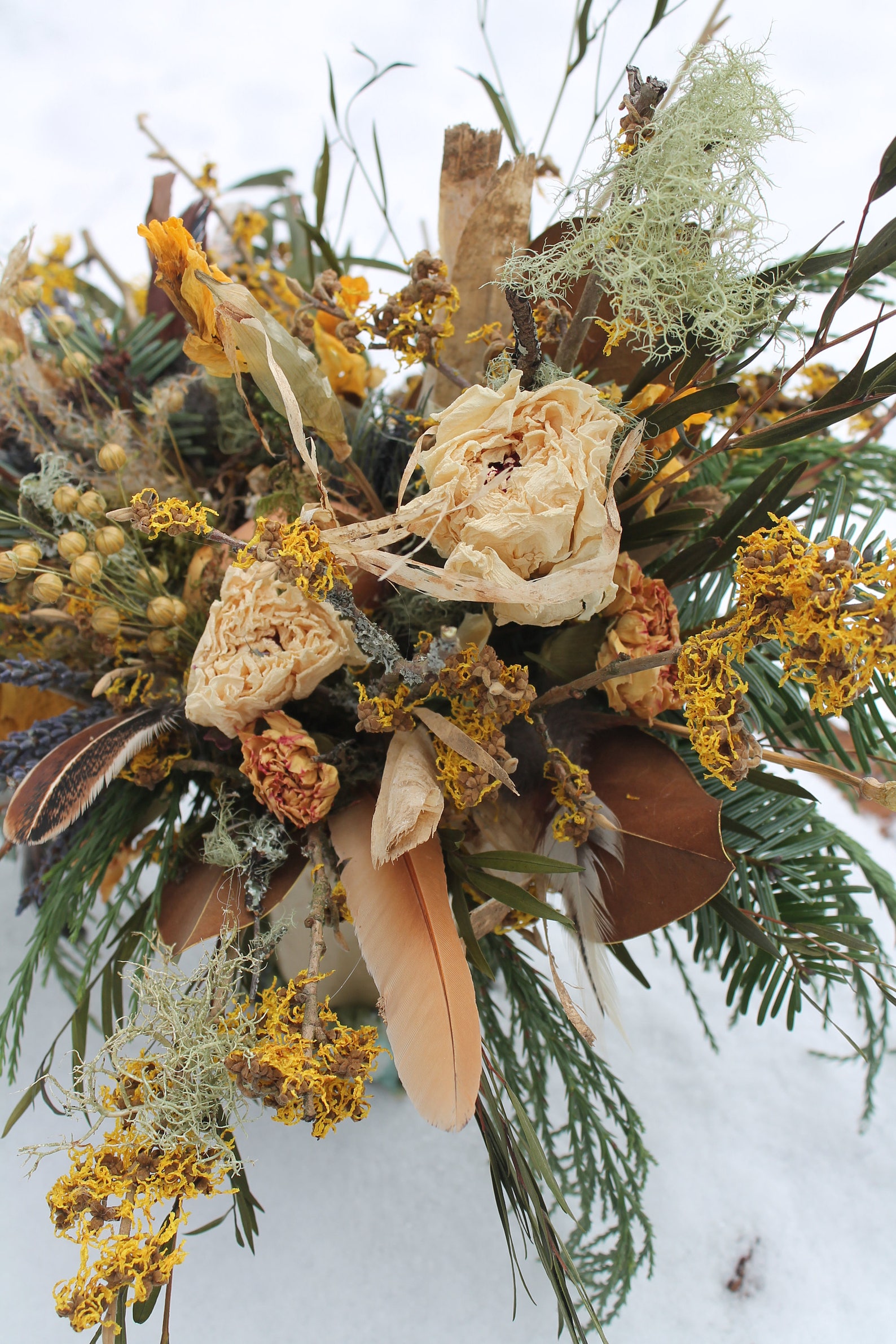 Dried Flower Bouquet Yellow Dried Bridal Bouquet Mustard | Etsy