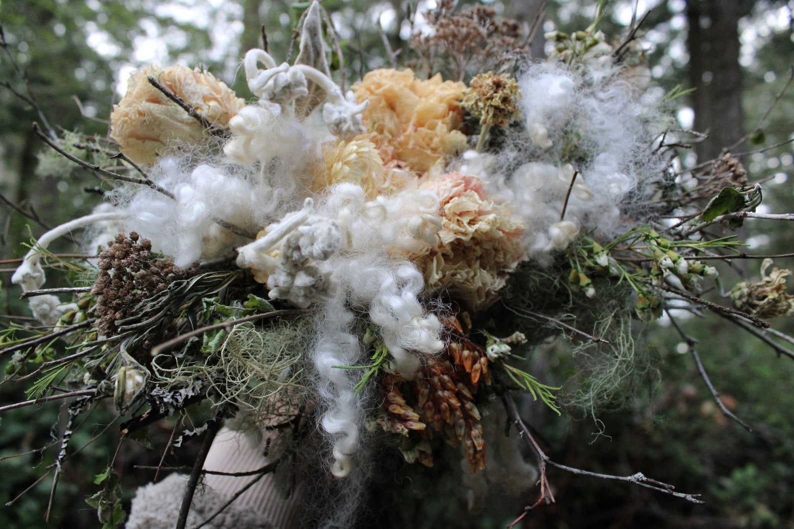 Dried Flower Bouquet Sheep Wool Bouquet Lamb Wool Bouquet | Etsy