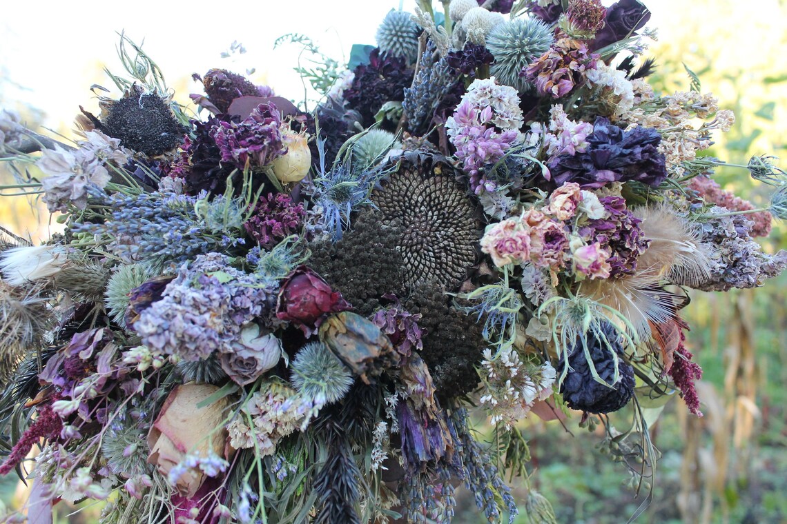 Dried Flower Bouquet Purple Dried Flower Bouquet Purple - Etsy