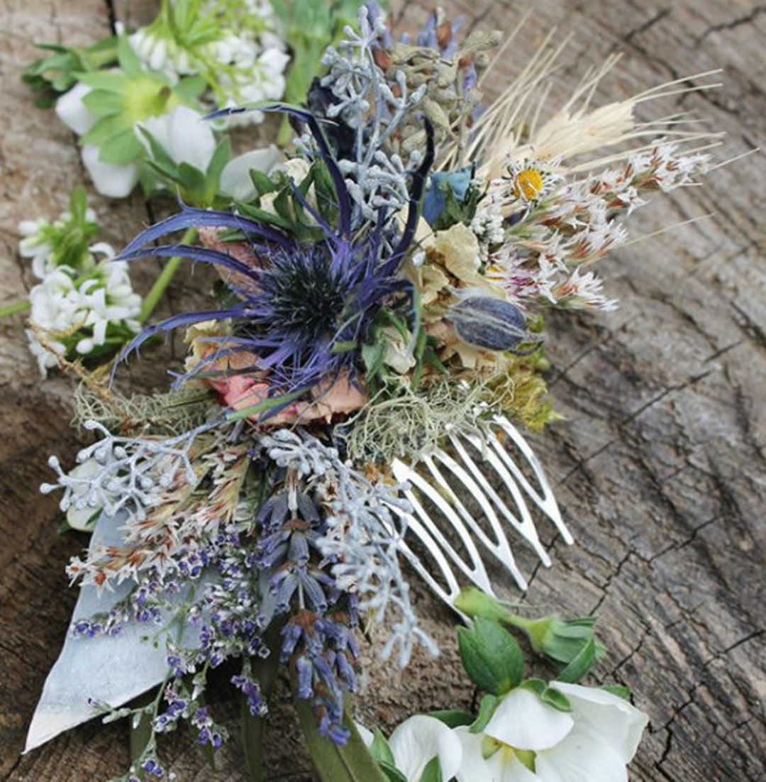 Custom Mini Floral Comb, Bridal Flower Comb, Dried Flower Comb ...