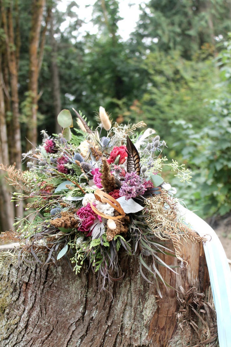 Dried Flower Bouquet Mauve Bridal Bouquet Rust Bridal | Etsy
