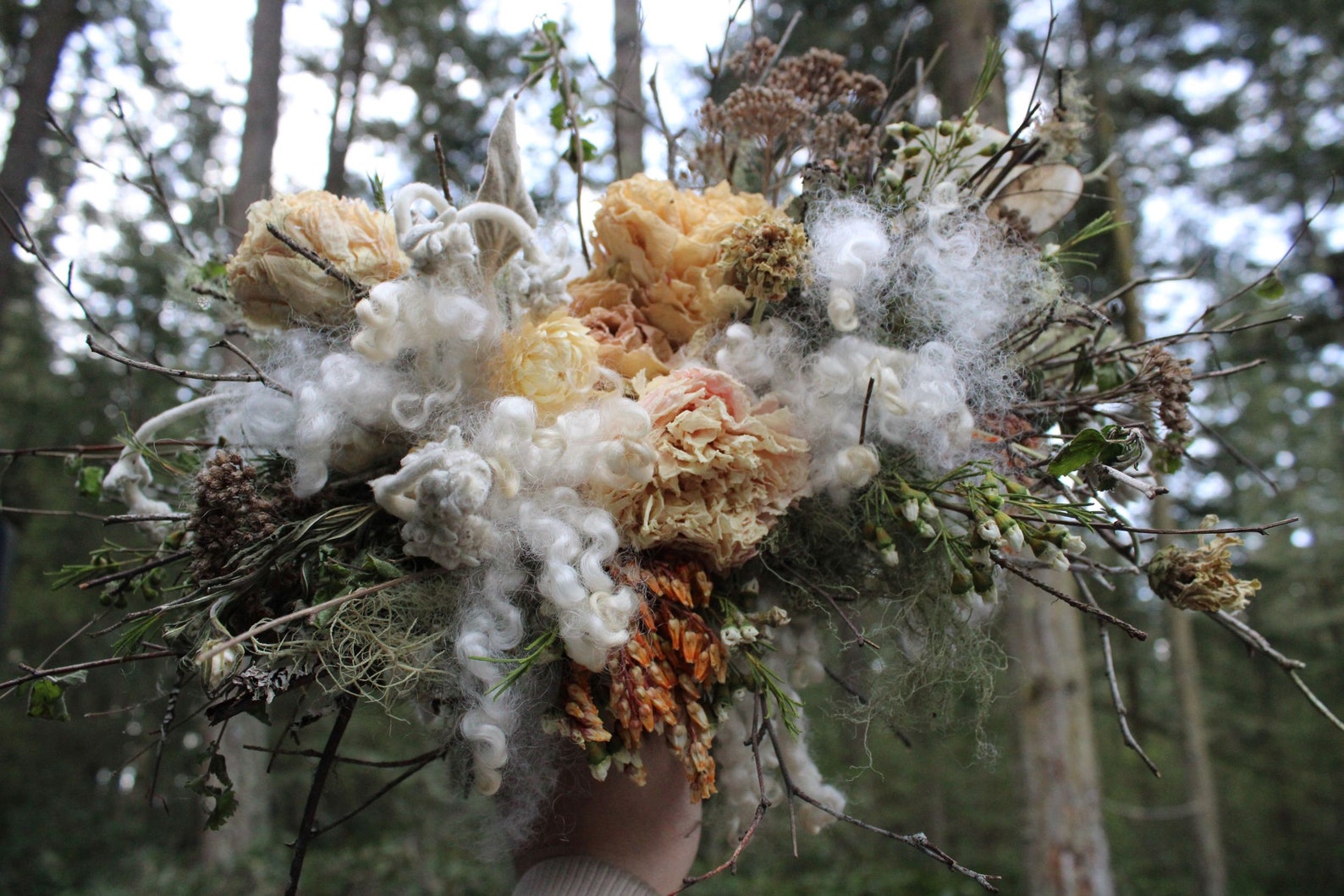 Dried Flower Bouquet Sheep Wool Bouquet Lamb Wool Bouquet | Etsy