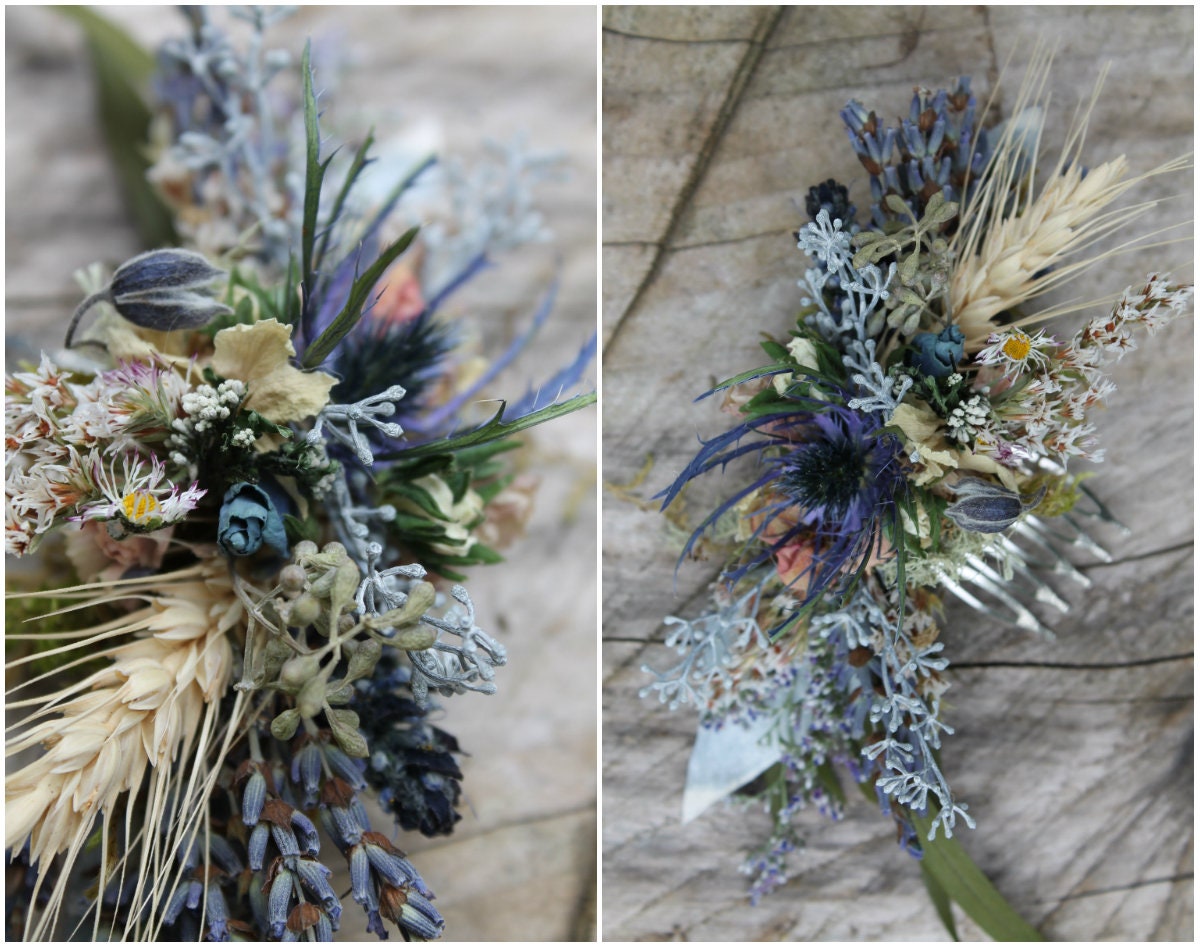 Custom mini floral comb bridal flower comb dried flower | Etsy