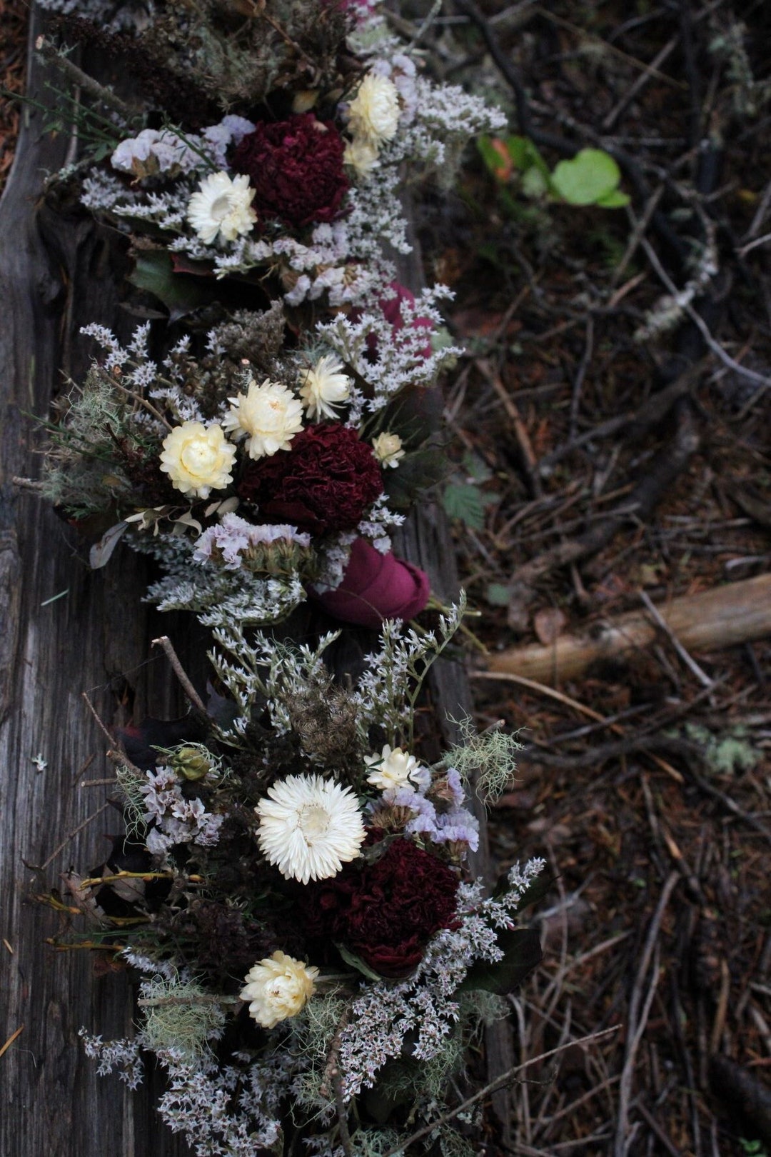 Bridesmaid Wisp Bouquet, Dried Flower Bouquet, Mauve and Plum Bouquet ...