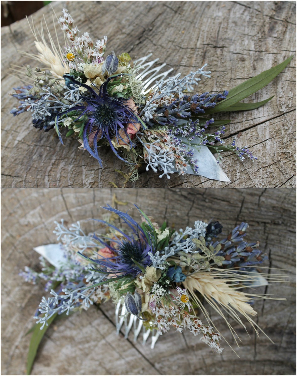 Custom mini floral comb bridal flower comb dried flower | Etsy