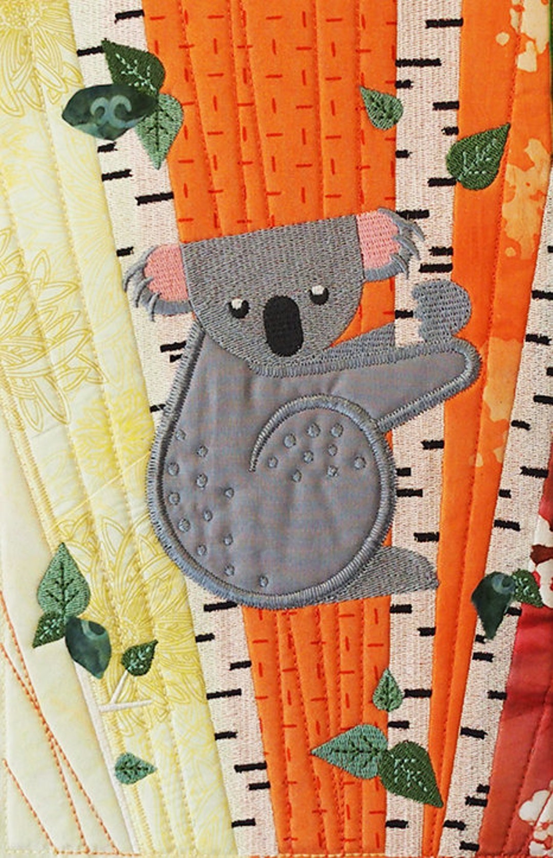 Embroidered Art Quilt Panel Quilt Block Koala - Etsy