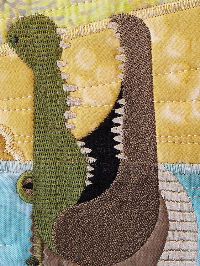 Embroidered Art Quilt Panel Quilt Block Alligator - Etsy