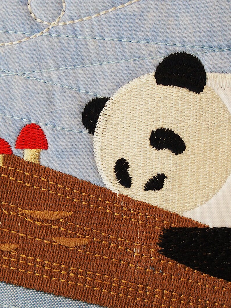 Embroidered Art Quilt Panel Quilt Block Panda Bear - Etsy