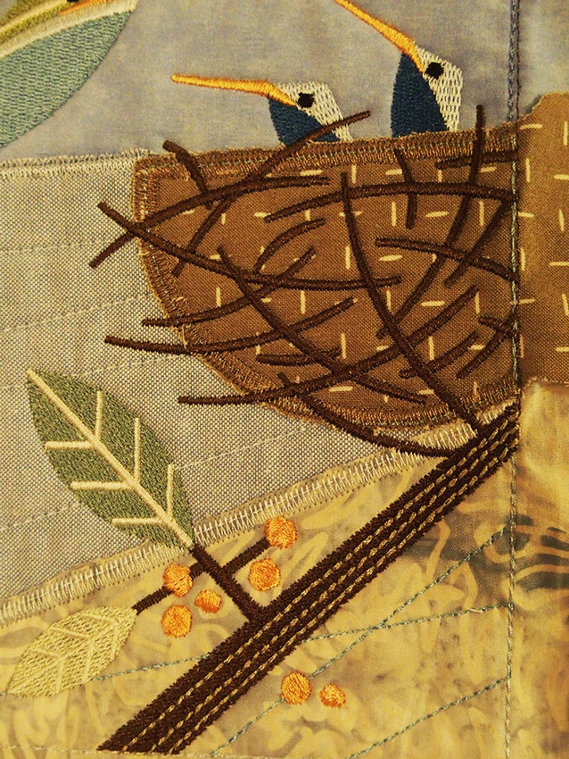 Embroidered Art Quilt Panel Quilt Block Hummingbird - Etsy