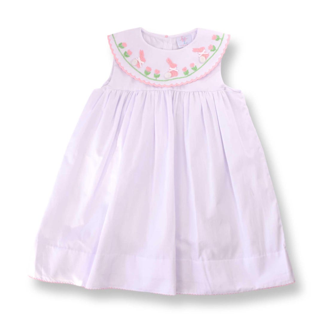 Pink Bunny on White Smocked Dress - Etsy