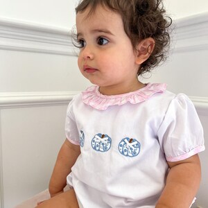 Carly Chinoiserie Pumpkin and Pink Gingham Ruffle Smocked Bubble - Etsy