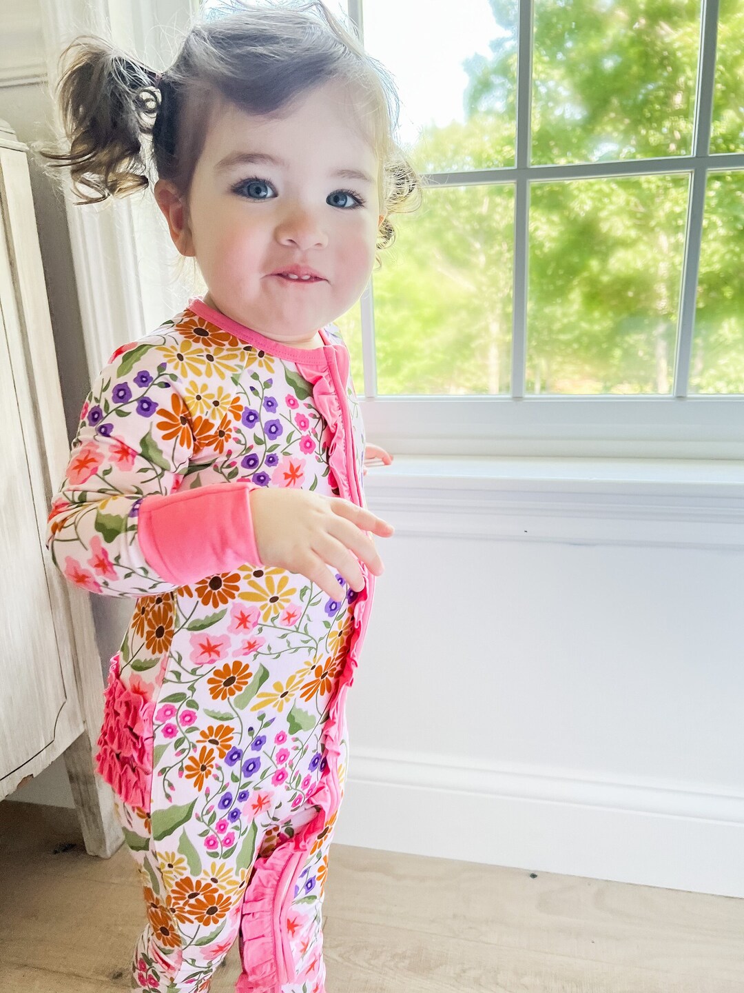 Maya Ruffle Pajamas-floral Pajamas-toddler Romper-baby Pajamas-kid Pjs ...