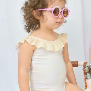 Girls Yellow Gingham Ruffle Swimsuit With Back Bow - Etsy