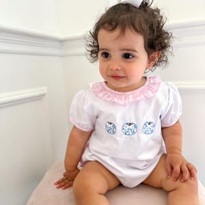 Carly Chinoiserie Pumpkin and Pink Gingham Ruffle Smocked Bubble - Etsy