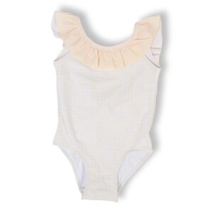 Girls Yellow Gingham Ruffle Swimsuit With Back Bow - Etsy