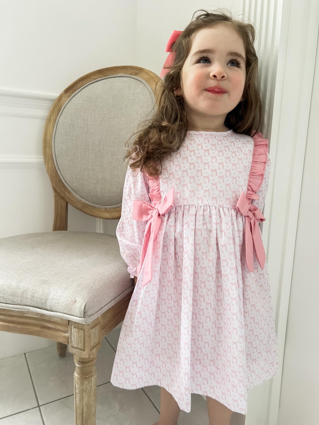 Bella Bow Pink Ruffle Smocked Dress - Etsy