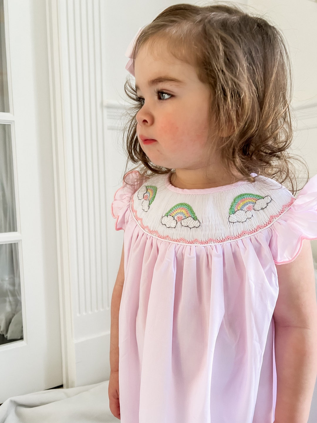 Phoebe Pink Rainbow Smocked Dress - Etsy