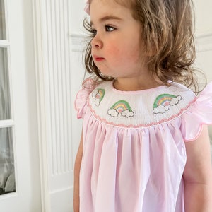 Phoebe Pink Rainbow Smocked Dress - Etsy