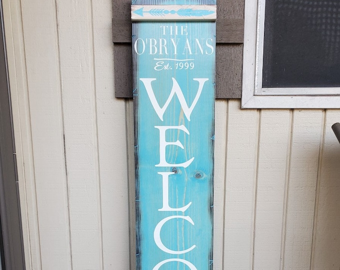Porch Welcome Sign Vertical Wooden Sign Personalized - Etsy