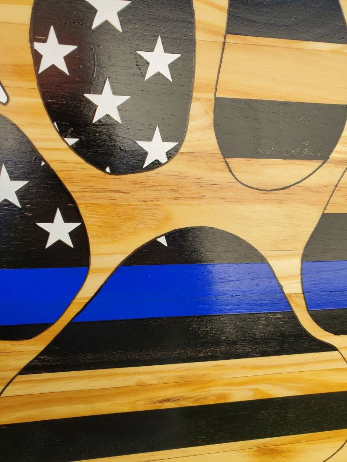 Police K9 Paw Print Thin Blue Line Flag Wood Sign K9 Decor | Etsy