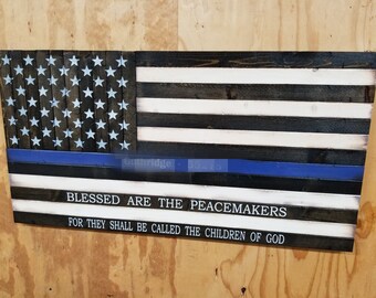 Blessed Are the Peacemakers Sign Personalized Police Thin Blue Line ...