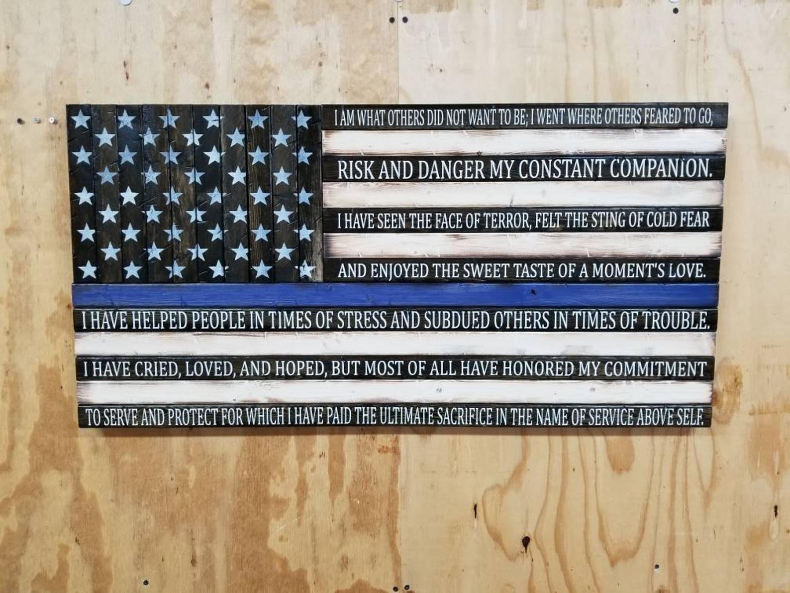Rustic Wooden American Flag W/ Veteran's Creed (19"x37") - Etsy