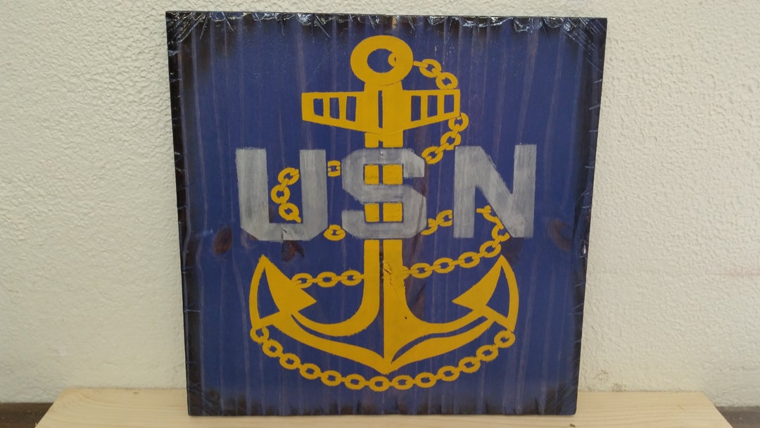 16"x16" Wooden Rustic-style Navy Sign - Etsy
