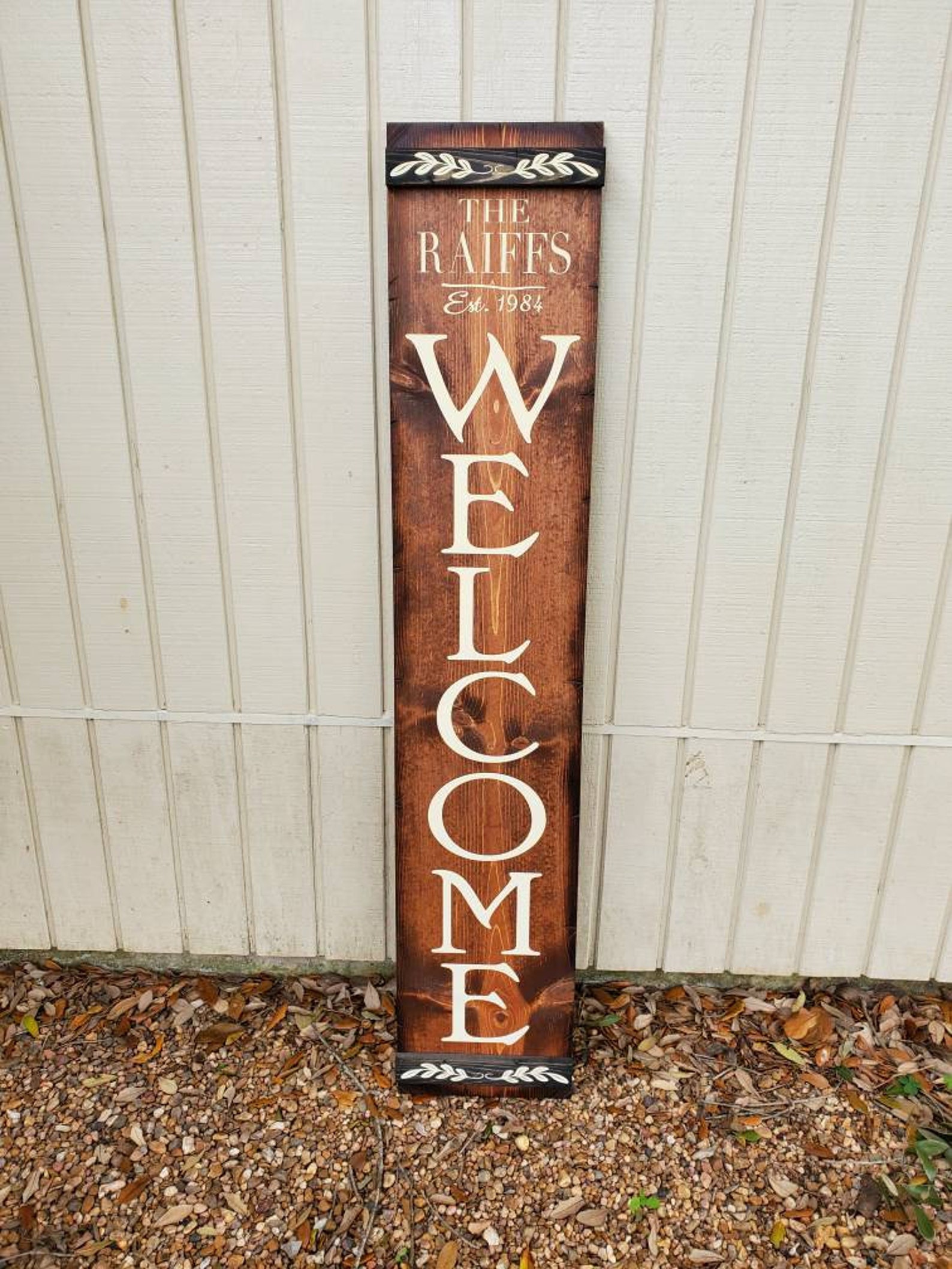 Porch Welcome Sign Vertical Wooden Sign Personalized - Etsy