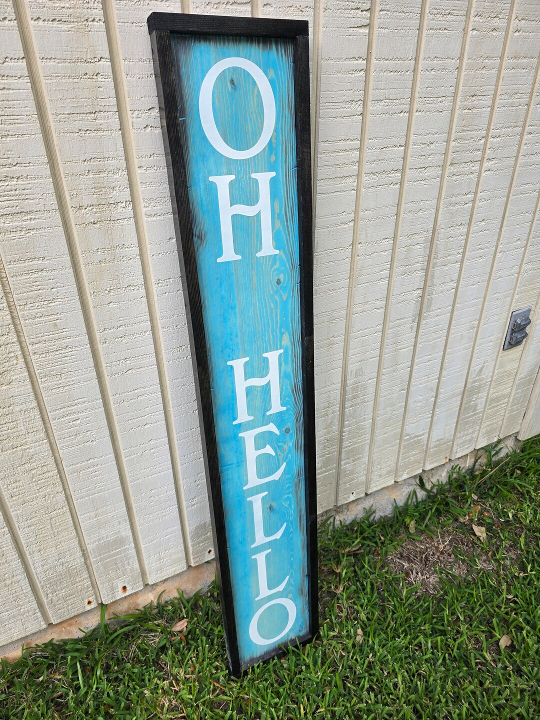 Rustic 'oh Hello' Porch Sign: Turquoise Welcome Decor - Etsy