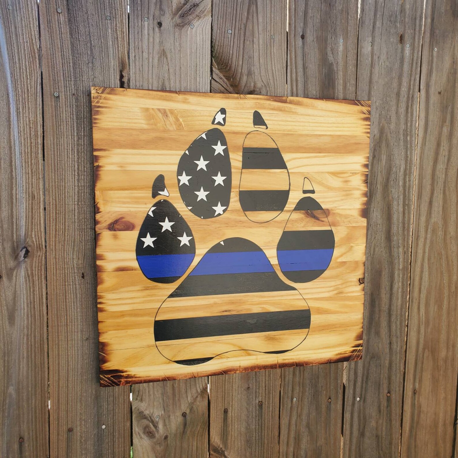 Police K9 Paw Print Thin Blue Line Flag Wood Sign K9 Decor - Etsy